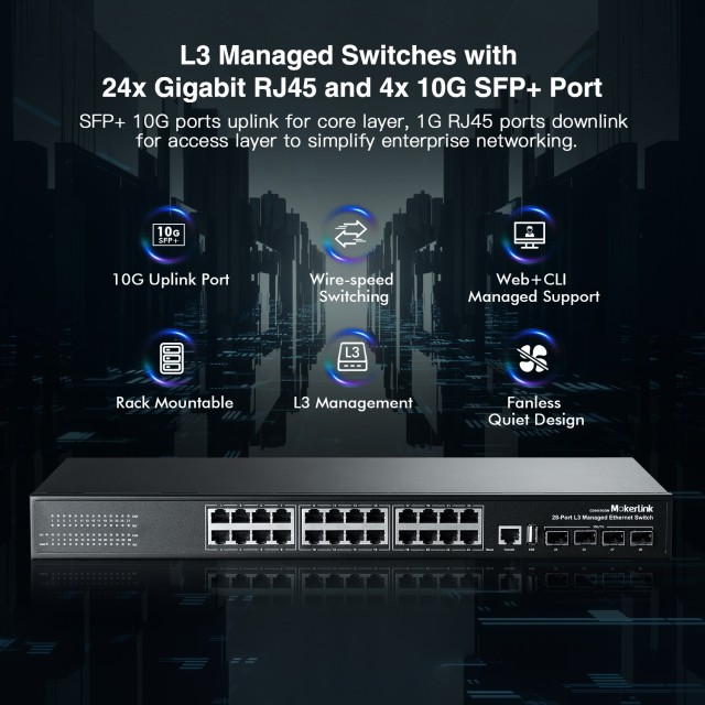 MokerLink Store - MokerLink 24 Port Gigabit Managed Switch with 4 Port ...