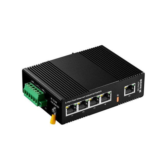 MokerLink 5 Port 100Mbps Industrial DIN-Rail Ethernet Switch