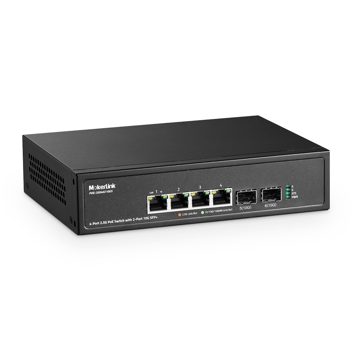 MokerLink Store - MokerLink 4-Port 2.5G Unmanaged PoE Switch with 2-Port 10G SFP+