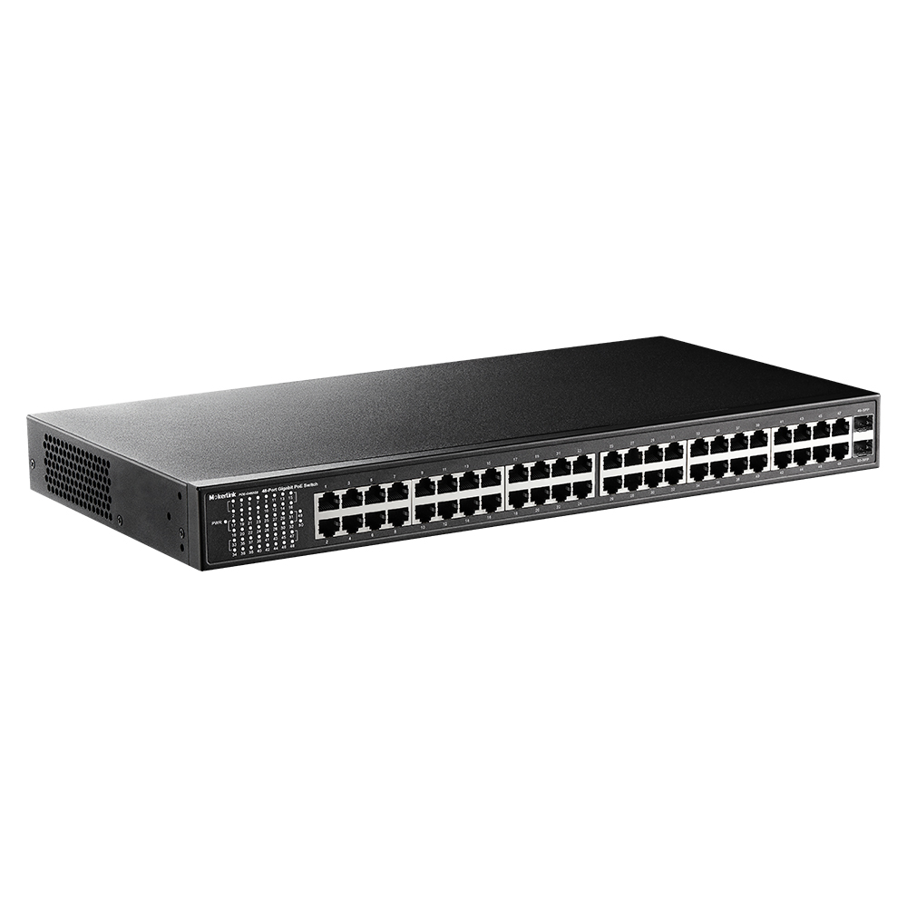 MokerLink Store - MokerLink 48 Port Gigabit PoE Switch with 2 SFP Ports